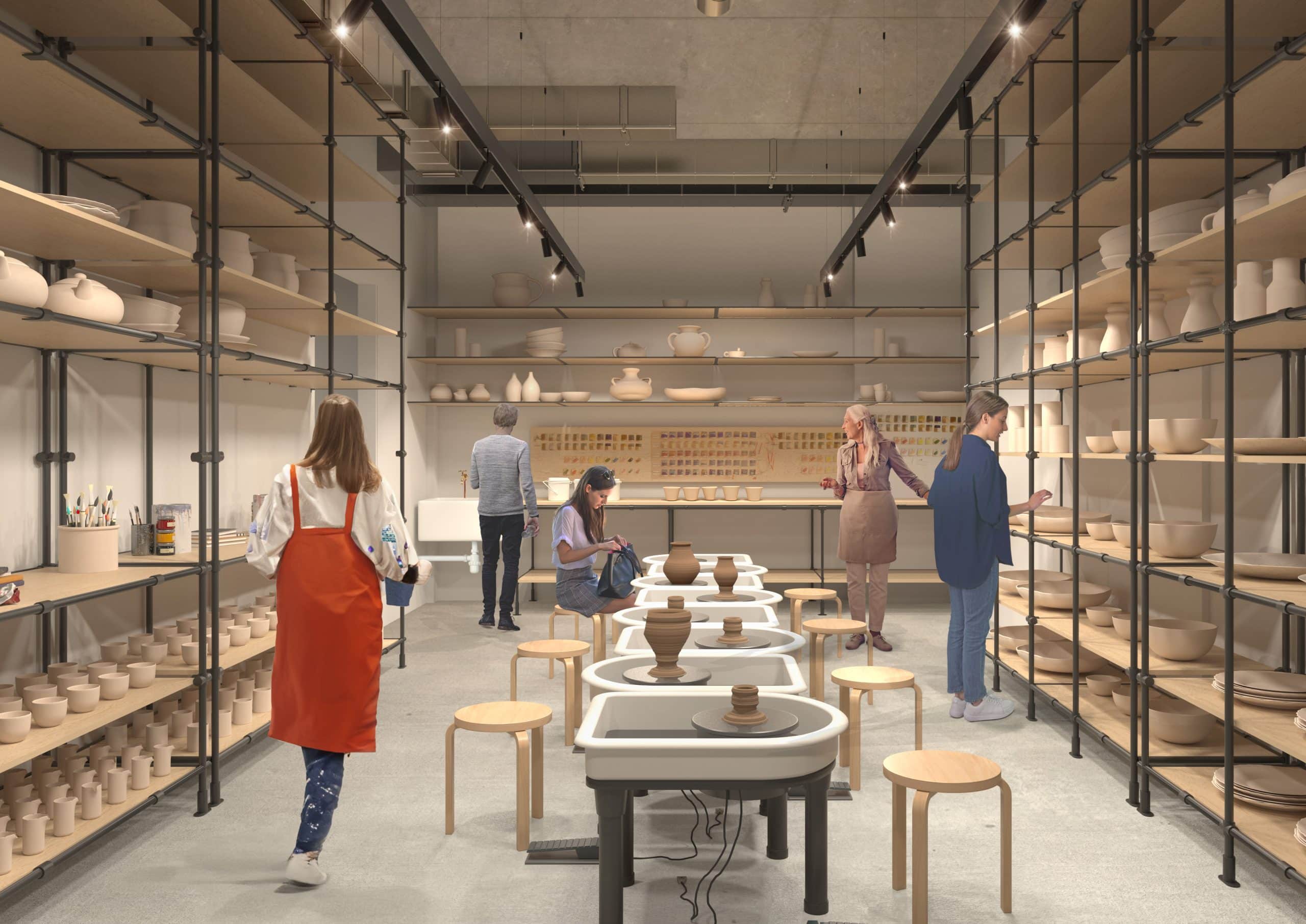 Bankside campus Pottery studio render - Art Academy